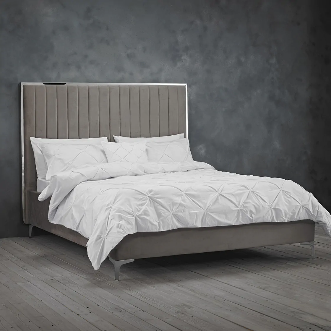 Velvet fabric bed frame store