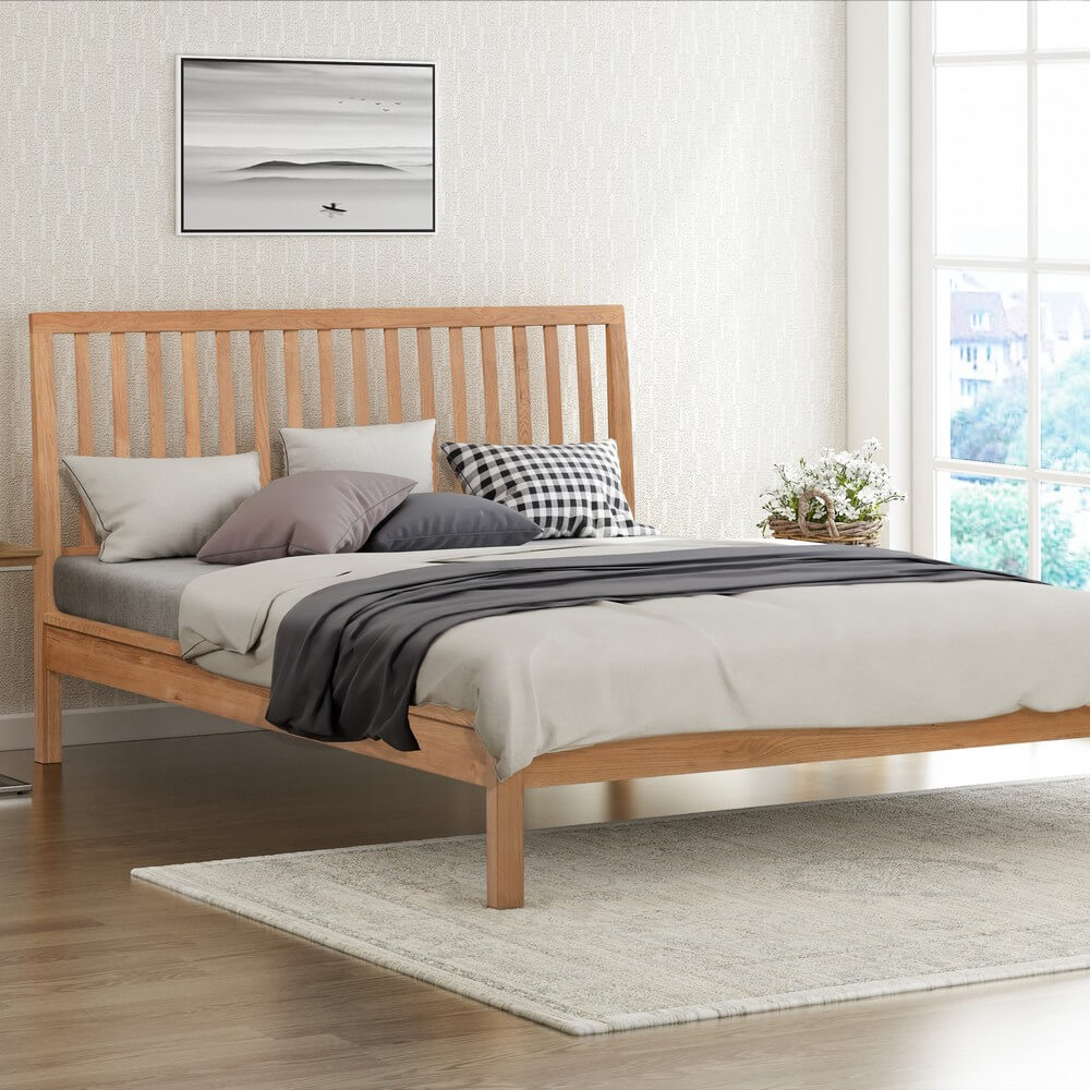 Solid oak wood bed frame store