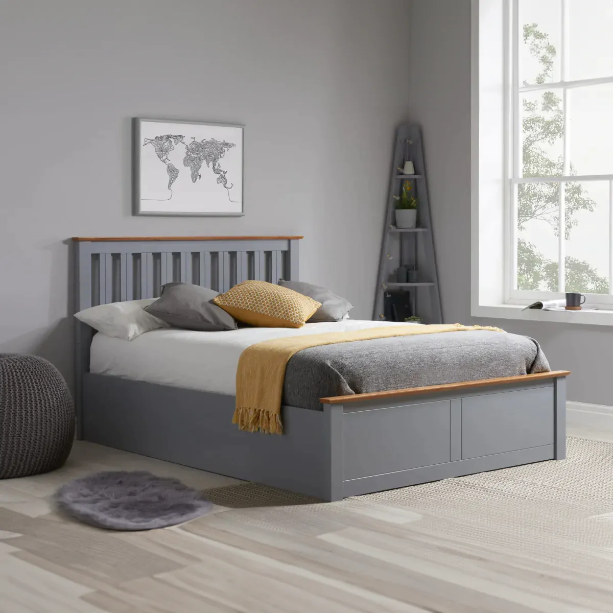 Wooden double ottoman bed frame store
